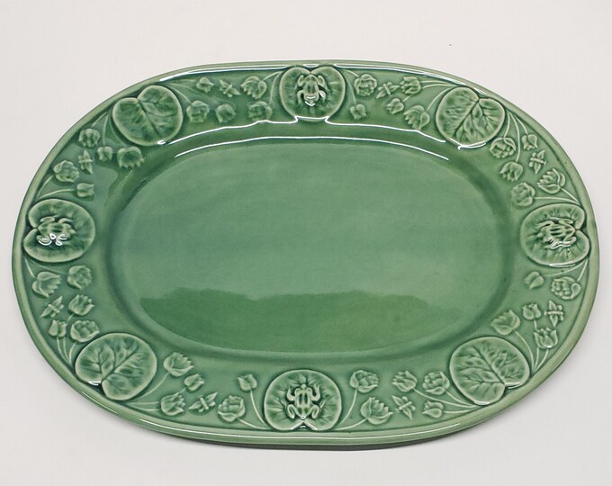 Vintage Green Frog Service Oval Platter by Bordallo Pinheiro Handmade ...