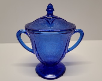 Vintage Cobalt or Ritz Blue Royal Lace Round Covered Butter Dish ...