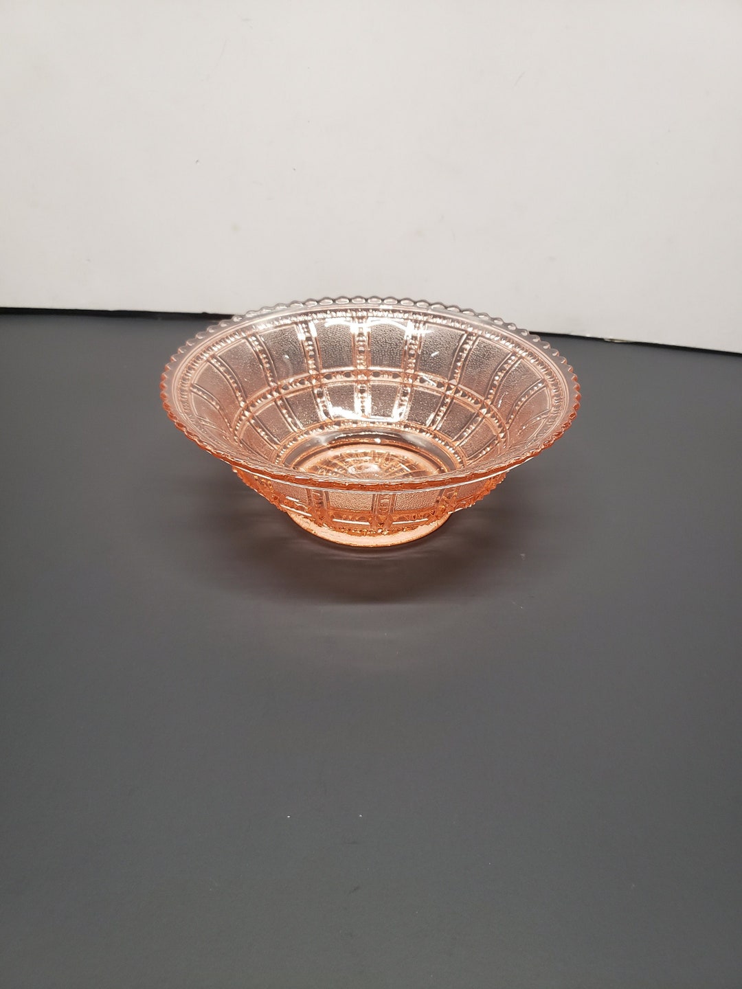 Vintage Pink Beaded Block Square Bowl by Imperial Glass Co, Pink ...