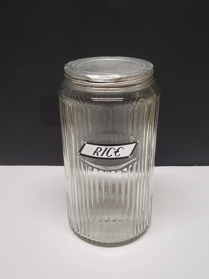 Vintage 1930's Hoosier Ribbed Glass Rice Canister Vintage - Etsy