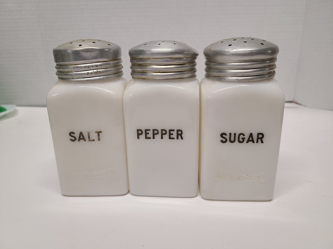 Set of 3 Hotpoint White Shakers Sugar Salt and Pepper - Etsy