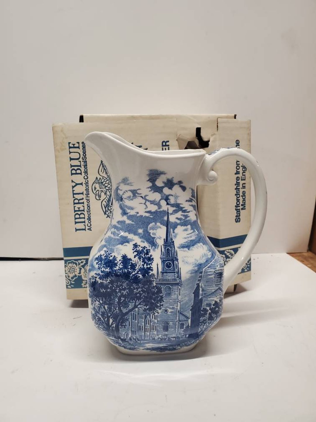 Liberty Blue 1 Qt. Water / Milk Pitcher. Mib.pitcher is Mint Box is Not ...