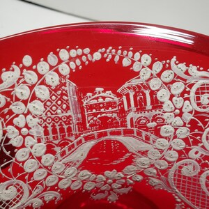 Antique Salviati Moser Ruby Red White Lace Murano Glass Compote Venice ...