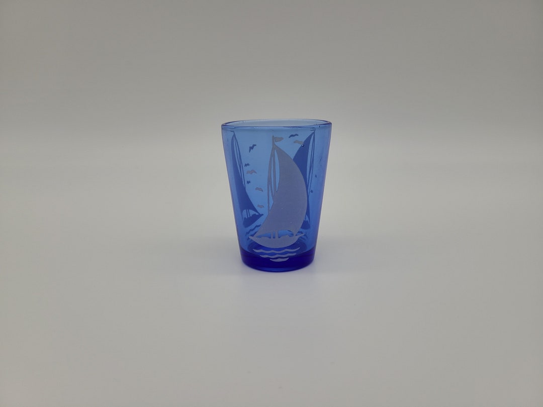 Vintage Cobalt Blue Sailboat Ships Shot Glass - Etsy