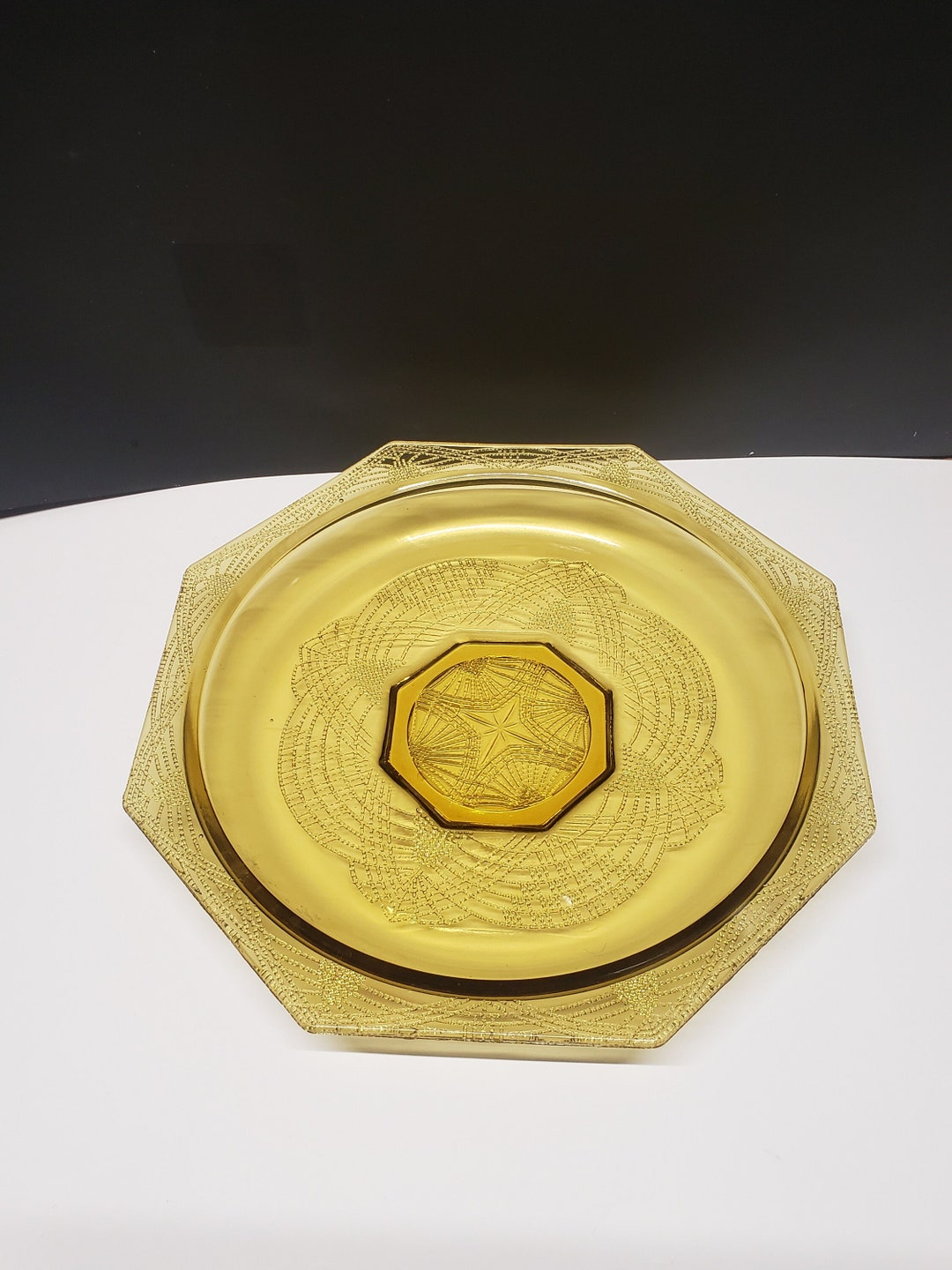 Vintage Amber Romanesque 10.5" Bowl Crafted by L.E Smith Glass Co. 1920 ...