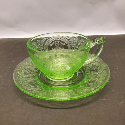 Yellow Princess Depression Glass Tea Cup and Saucer - Etsy