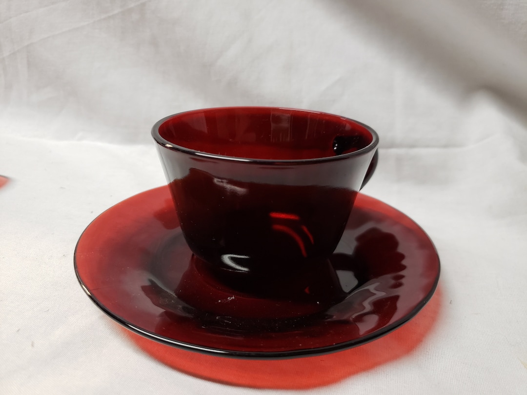 Nice Ruby Red Cup and Saucer 7 Ounce - Etsy
