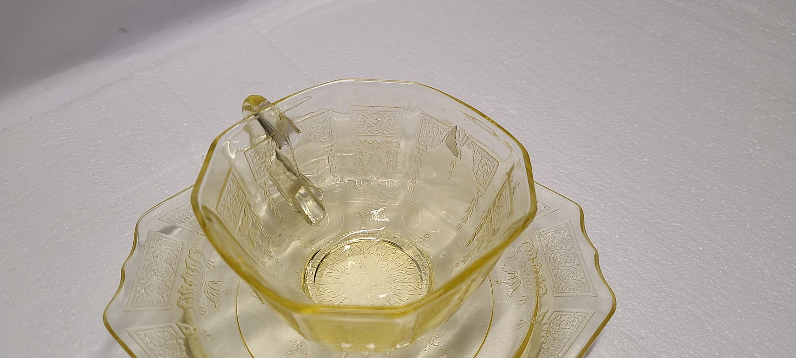 Yellow Princess Depression Glass Tea Cup and Saucer - Etsy