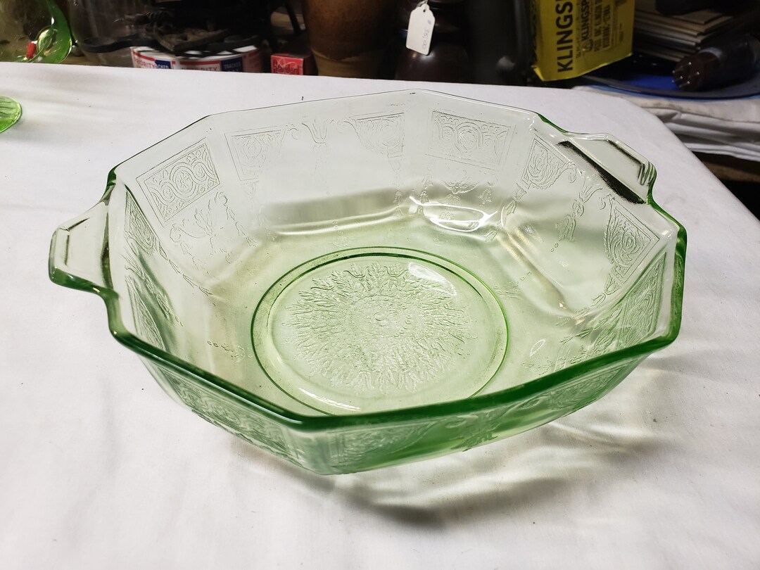 Green Princess Depression Glass 5 1/2" Oatmeal / Cereal Octagon Bowl ...