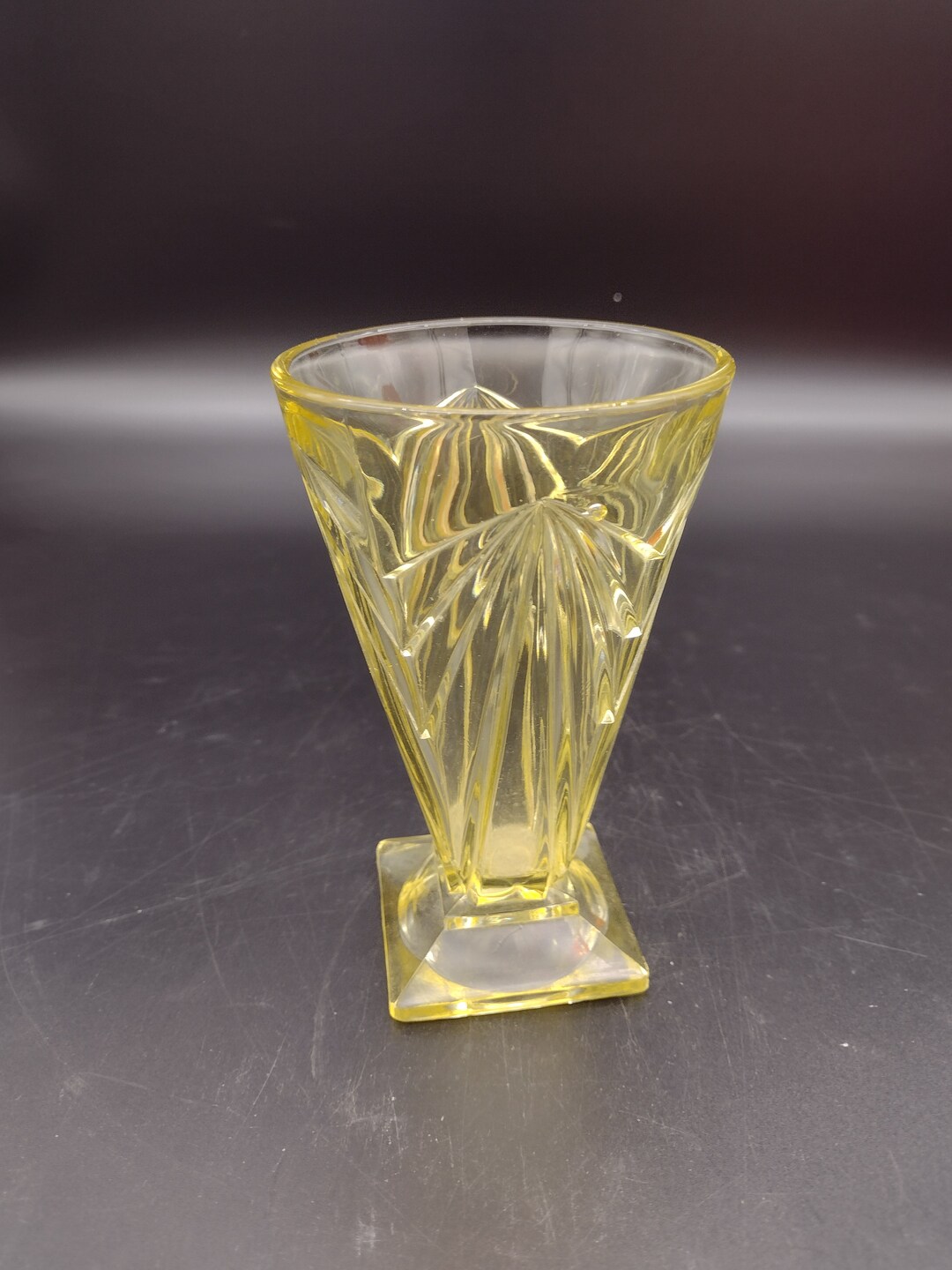 Yellow Pyramid Tumbler 5 1/2" 8oz by Indiana Glass 1930s Yellow ...
