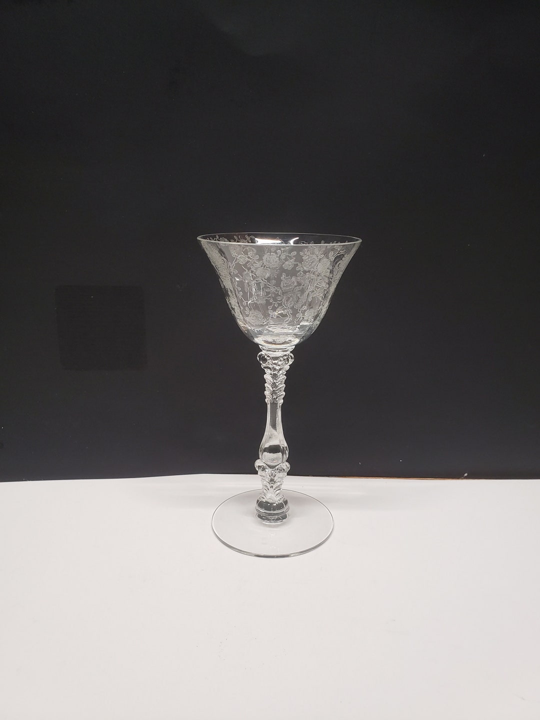 Vintage Cambridge Rosepoint Etched Crystal Champagne Glass 3oz ...