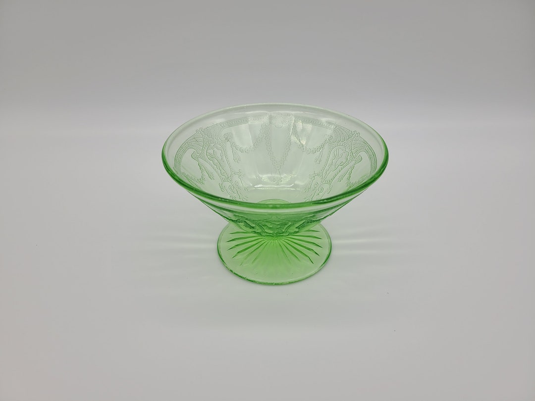 Green Cameo Depression Glass Compote 5" Mayonnaise - Etsy