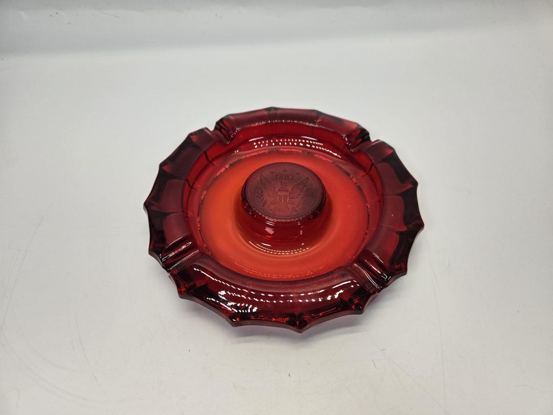 Vintage Fostoria Ruby Red Coin Glass Ashtray 8" - Etsy