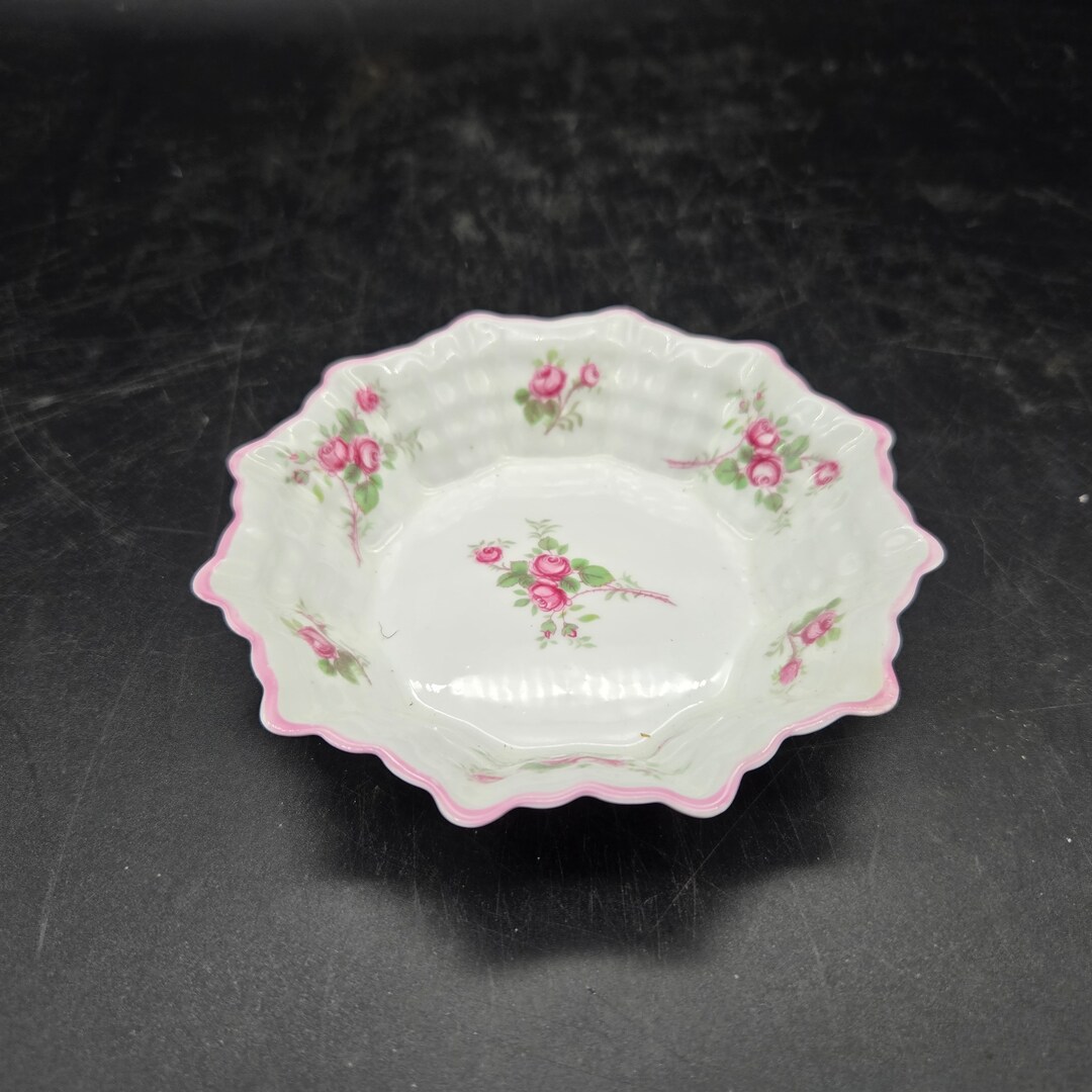 Shelley Bridal Rose Pink Flowers Small Trinket Dish 4" - Etsy
