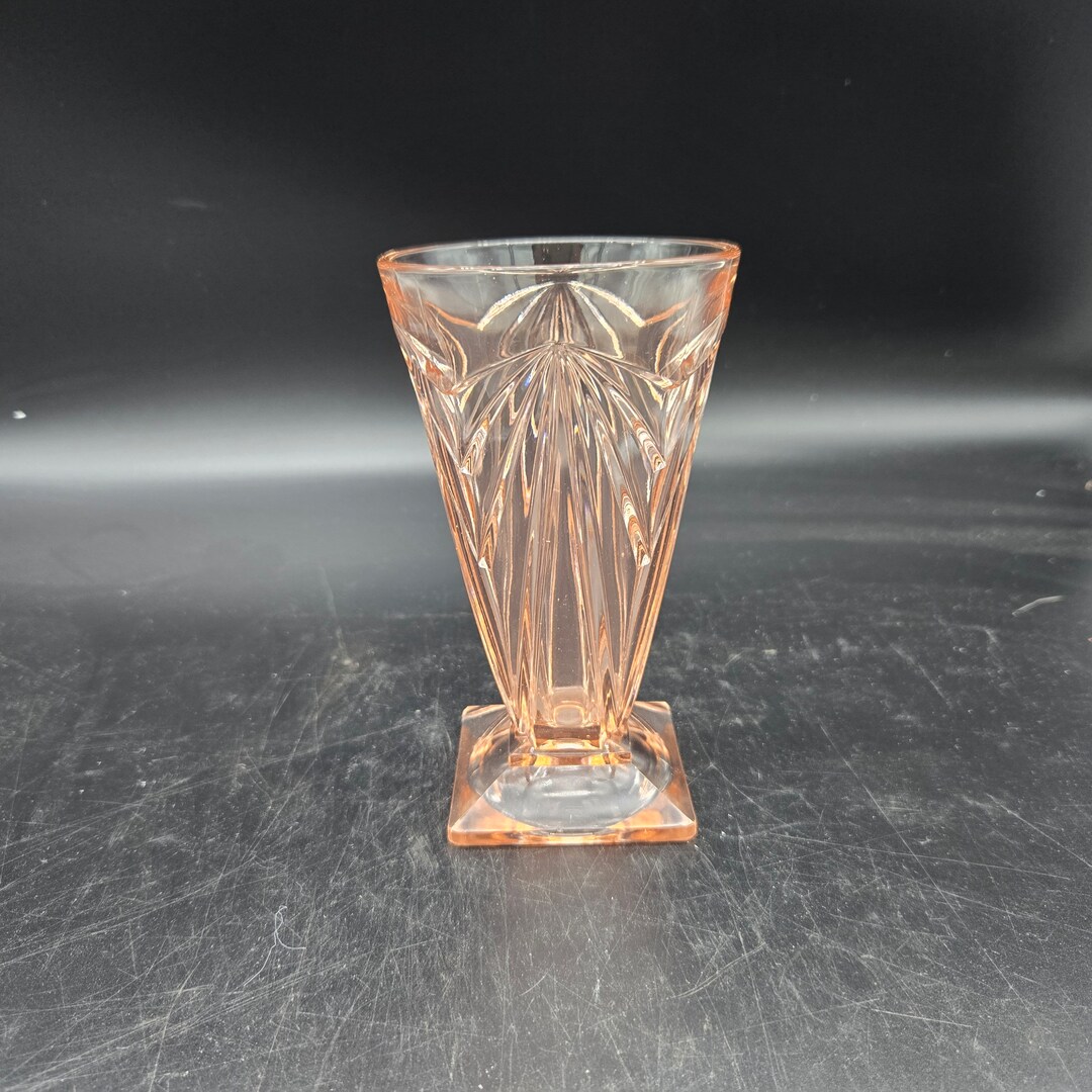 Pyramid Pink Depression Glass Footed Ice Tea Glasses 12oz - Etsy