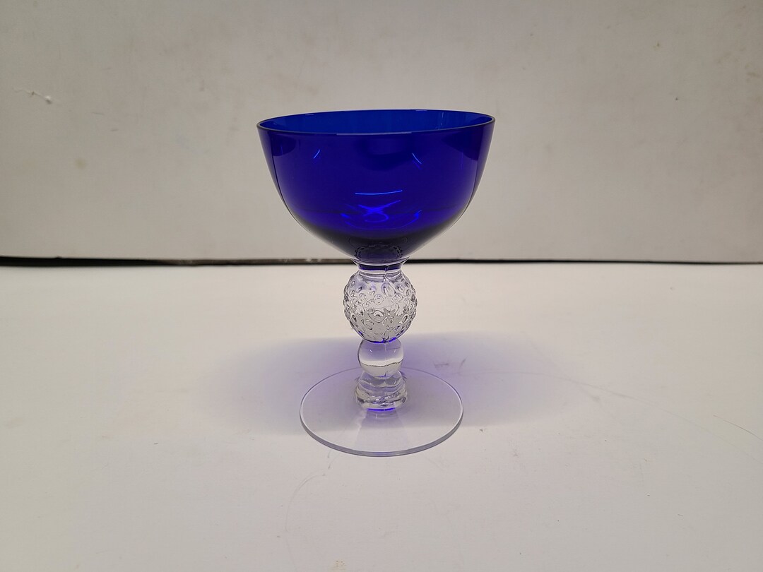 Morgantown Golf Ball Cobalt Blue Sherbetchampagne Glass Stemware 4 18 3oz Etsy
