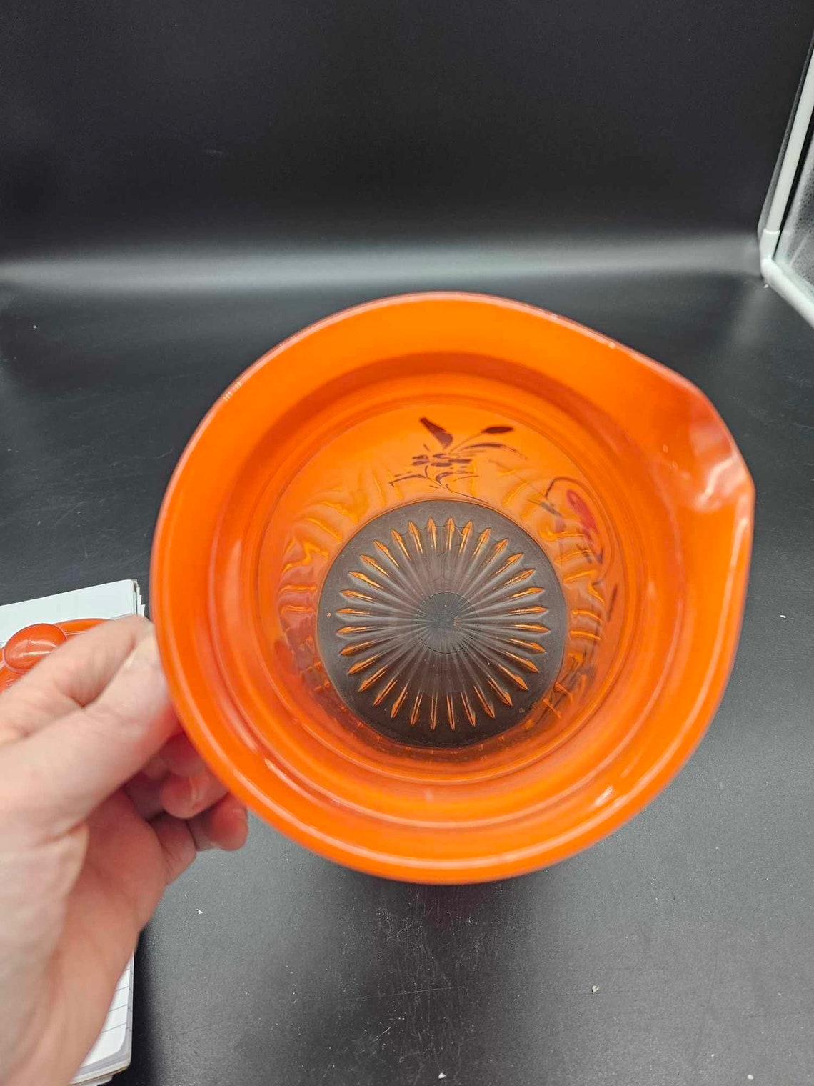 Vintage Tiffin Parrot Jungle Assortment Orange Glass Pitcher Hand ...
