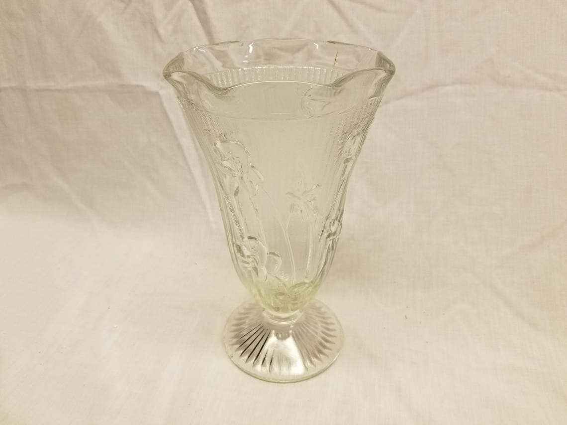 Crystal Iris Depression Glass 9 Inch Vase - Etsy