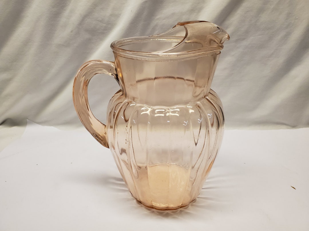 Pink Pillar Optic Depression Glass 76 Oz. Pitcher With Lip 8 1/2" - Etsy