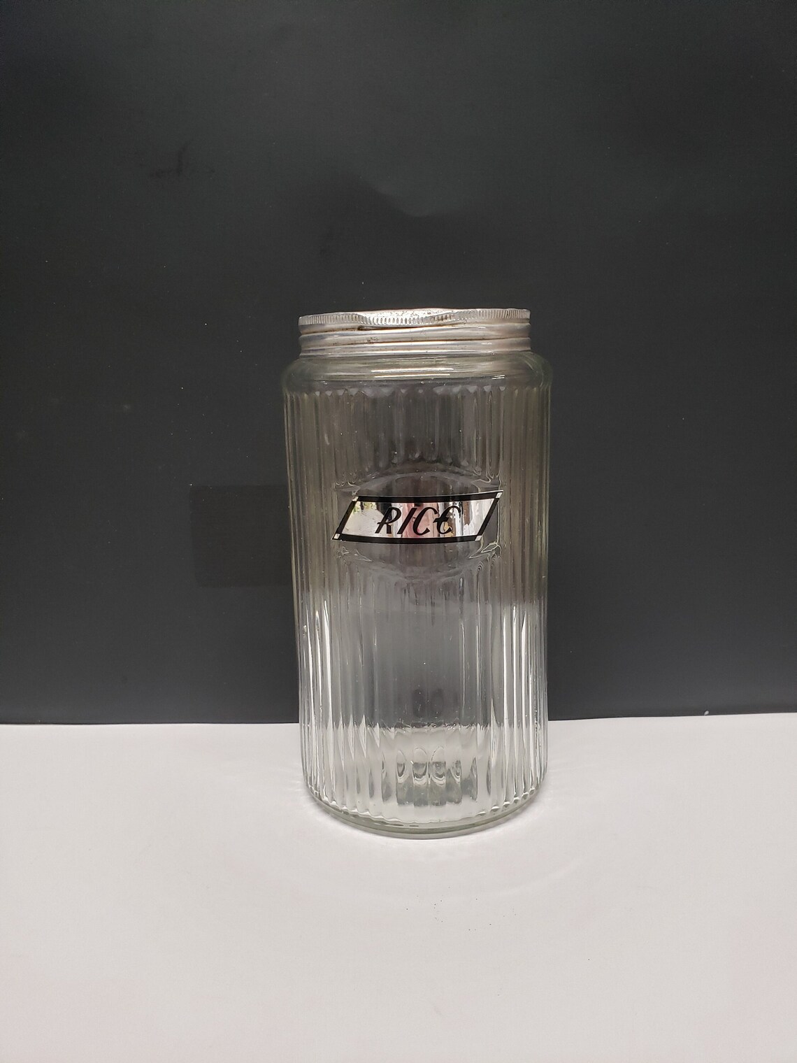 Vintage 1930's Hoosier Ribbed Glass Rice Canister Vintage - Etsy