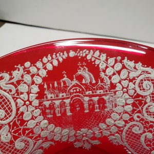 Antique Salviati Moser Ruby Red White Lace Murano Glass Compote Venice ...