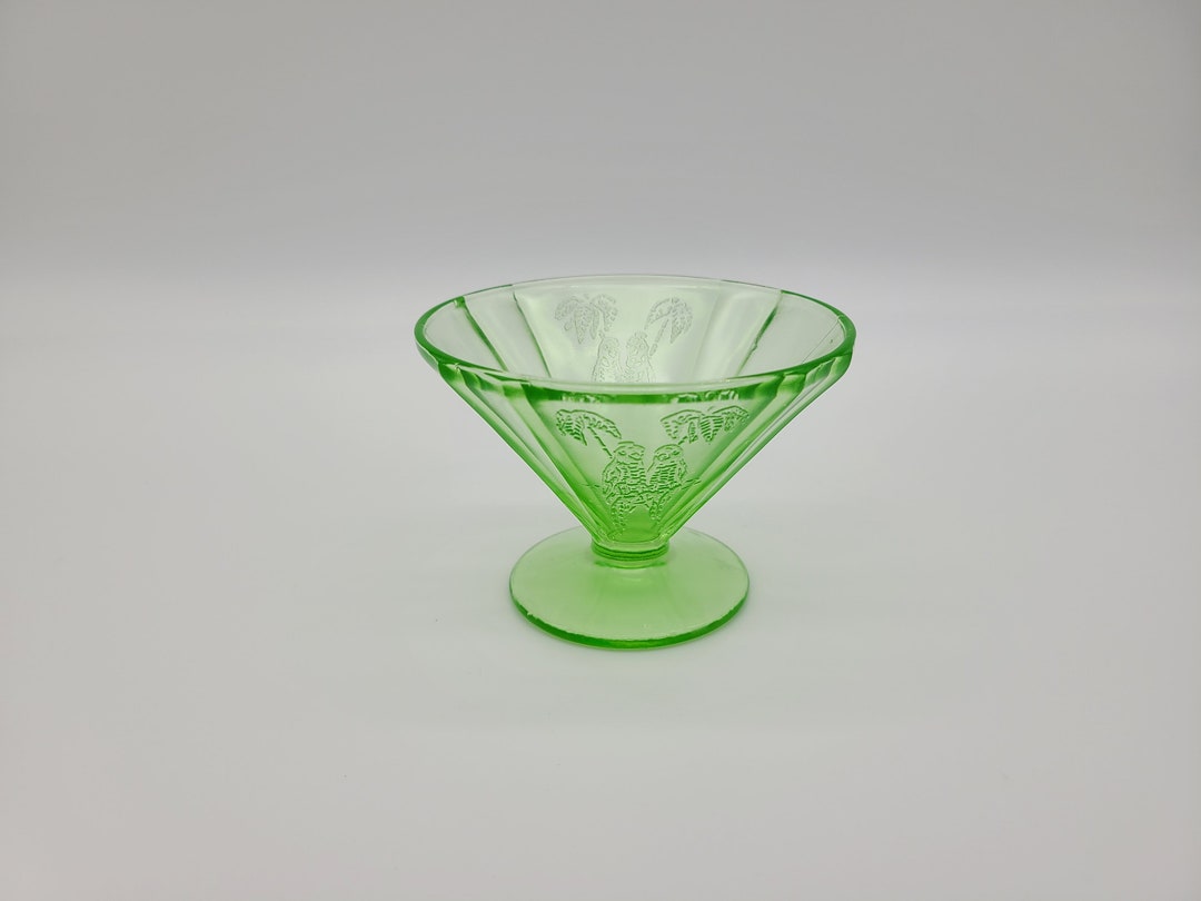 Green Parrot Depression Glass Cone Shape Sherbet - Etsy