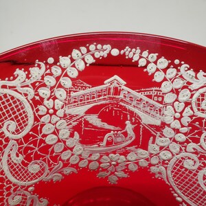 Antique Salviati Moser Ruby Red White Lace Murano Glass Compote Venice ...