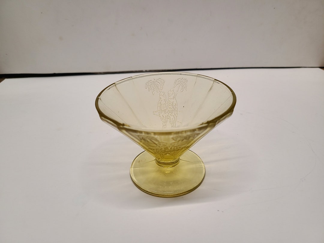 Yellow Parrot Depression Glass Cone Shaped Sherbet - Etsy