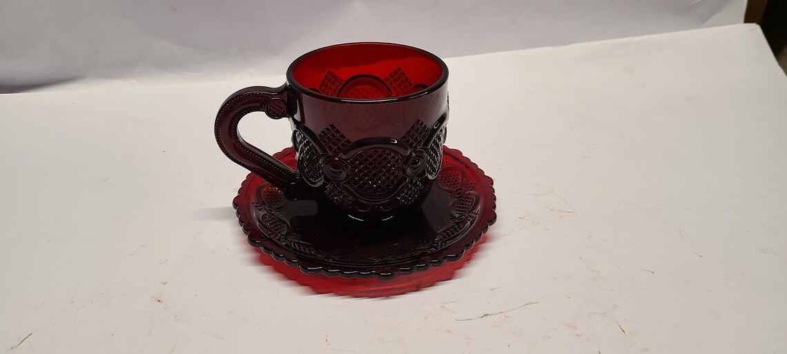 Vintage Avon Cape Cod Ruby Red Tea Cup and Saucer - Etsy