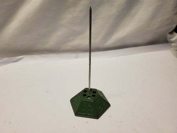 Antique Cast Iron Receipt Spike or Holder Fancy Embossed Base - Etsy