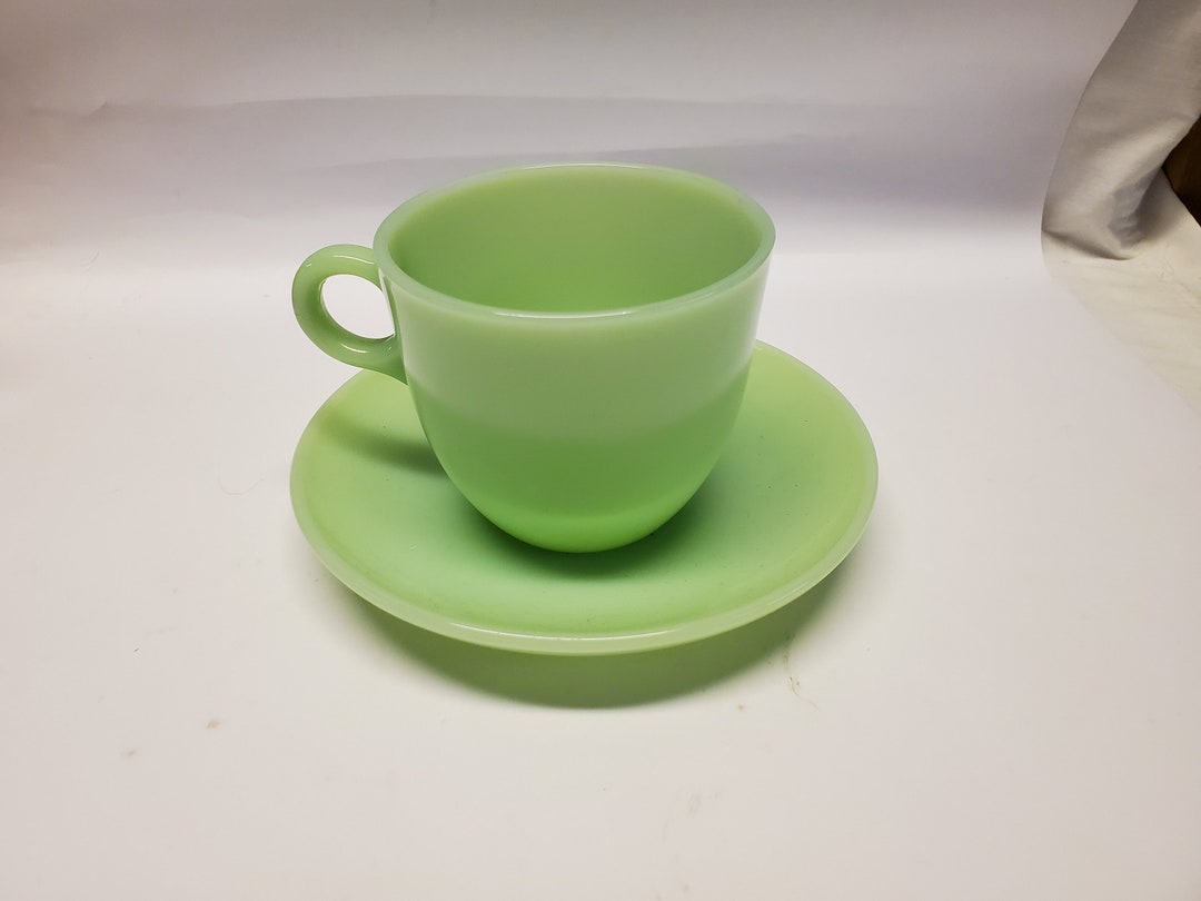 Fire King Jade Ite St Denis Tea Cup and Saucer - Etsy