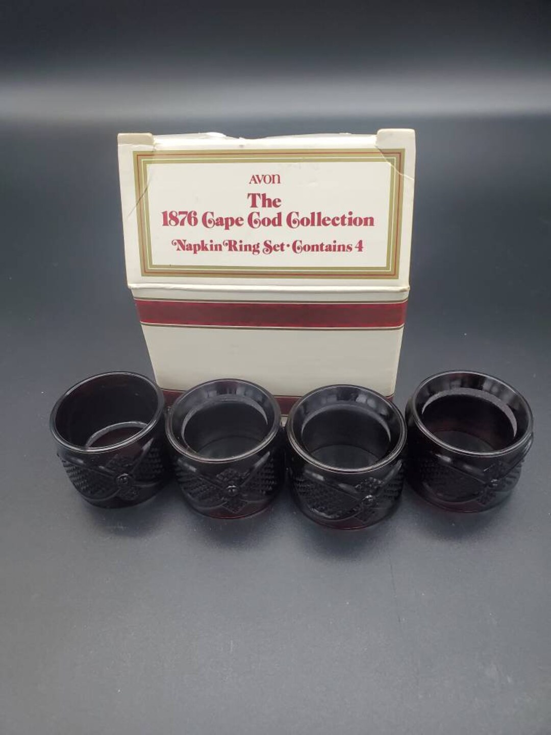 Set of 4 Avon Cape Cod Ruby Napkin Rings in Original Box. - Etsy