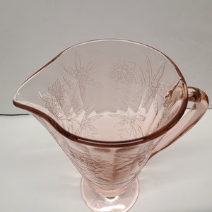 Pink Floral Poinsettia Depression Glass Rare Lemonade Pitcher - Etsy