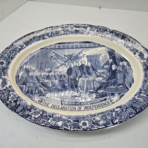 Rare Large Liberty Blue Go Along Declaration of Independence Serving ...