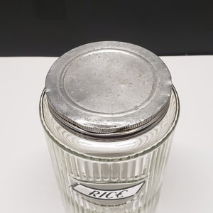 Vintage 1930's Hoosier Ribbed Glass Rice Canister, Vintage Clear Glass ...