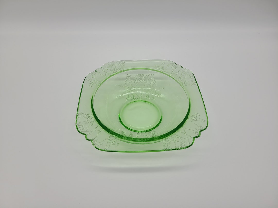 Green Parrot Depression Glass Soup Bowl 7" - Etsy