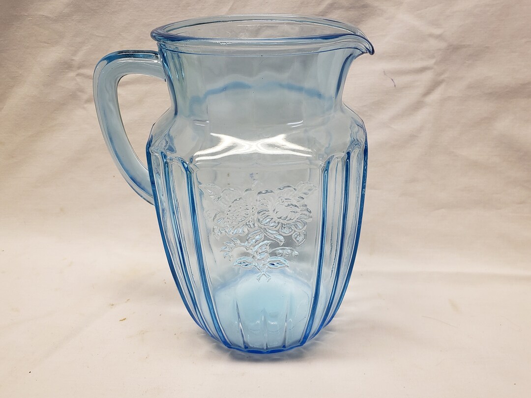 Blue Mayfair Open Rose Depression Glass 60oz Pitcher - Etsy
