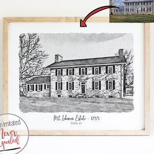 Drawing From Photo Custom House Portrait Home Illustration - Etsy
