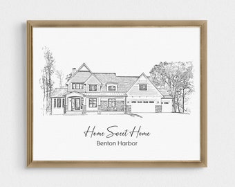 Custom House Drawing in Ink Personalized Sketch of Your Home - Etsy