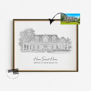 Custom Home Sketch, Personalized Digital House Portrait, House Drawing ...