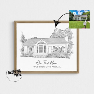 Custom Home Sketch, Personalized Digital House Portrait, House Drawing ...