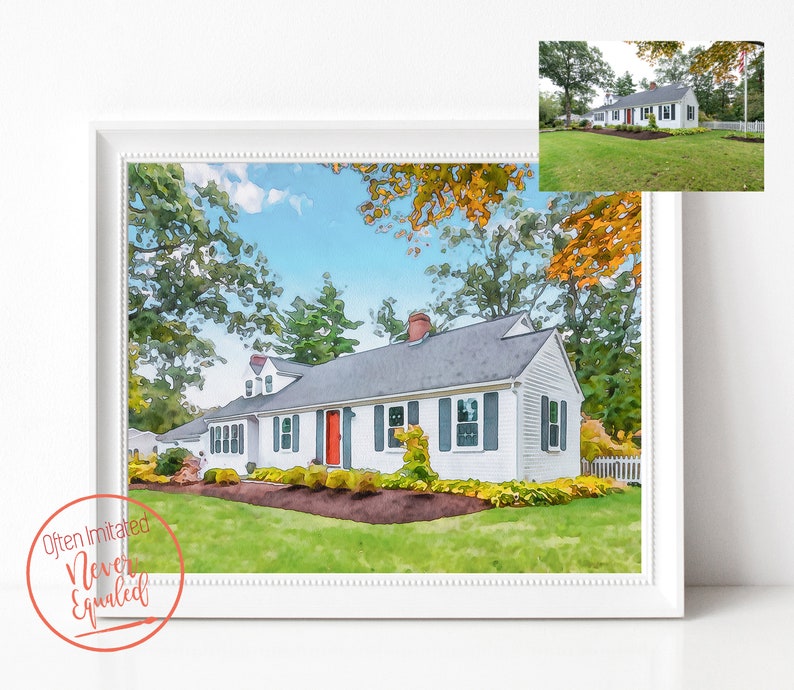 Watercolor Home Print Custom House Print Personalized House | Etsy