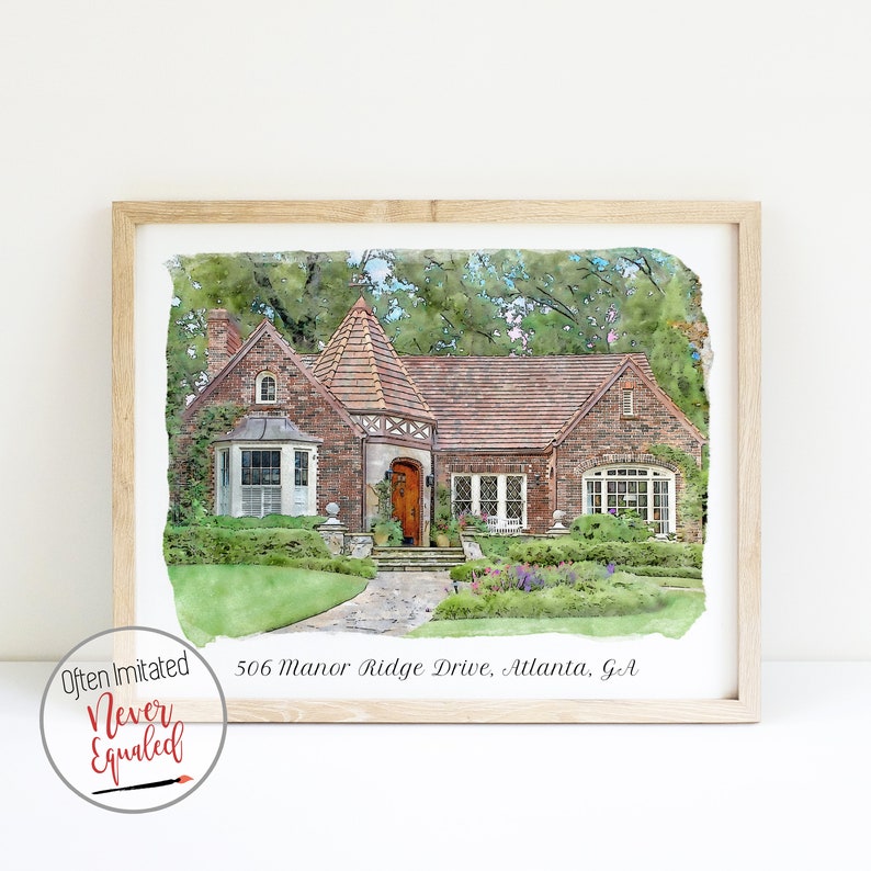 Water Color House Custom Home Portrait Portrait From Photo - Etsy