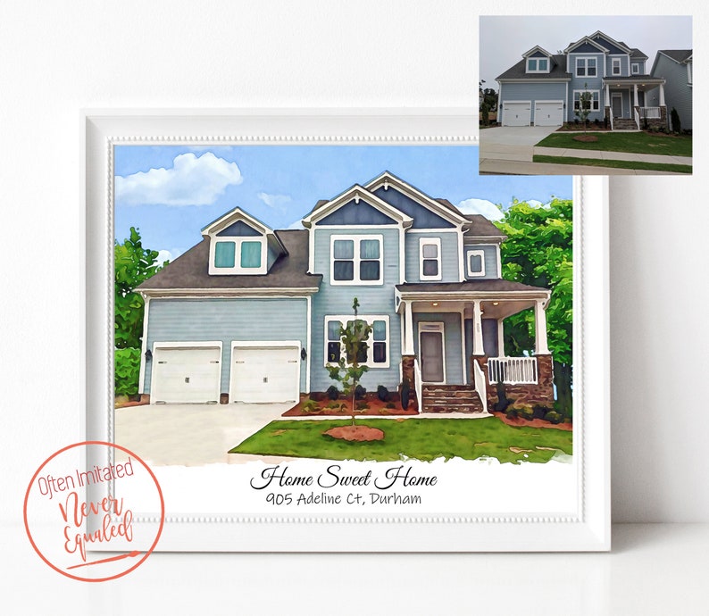 Watercolor Home Print Custom House Print Personalized House | Etsy