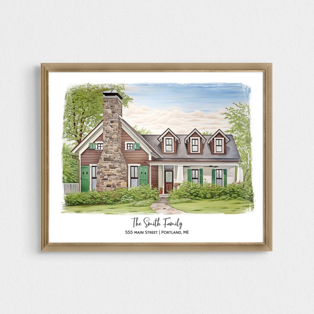 Home Portrait Gift for New House First Home Picture Custom - Etsy