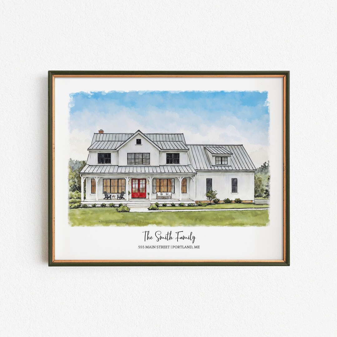 Water Color House, Custom Home Portrait, Portrait From Photo - Etsy