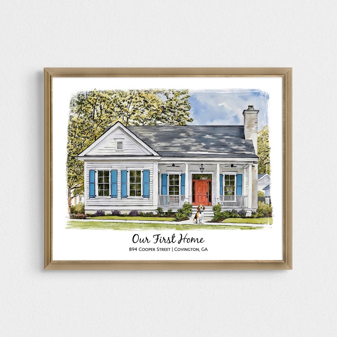 Personalized House Portrait From Photo, Housewarming Gift First Home ...