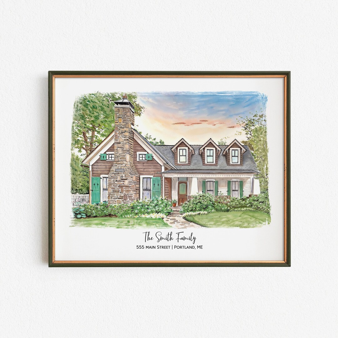 Home Portrait, Gift for New House, First Home Picture, Custom House ...