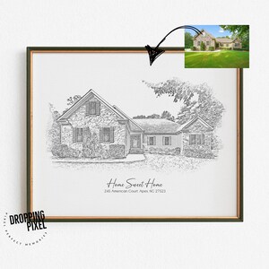 Custom Home Sketch, Personalized Digital House Portrait, House Drawing ...