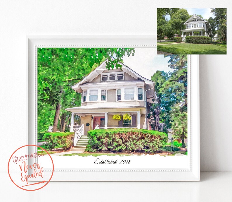 Watercolor Home Print Custom House Print Personalized House | Etsy